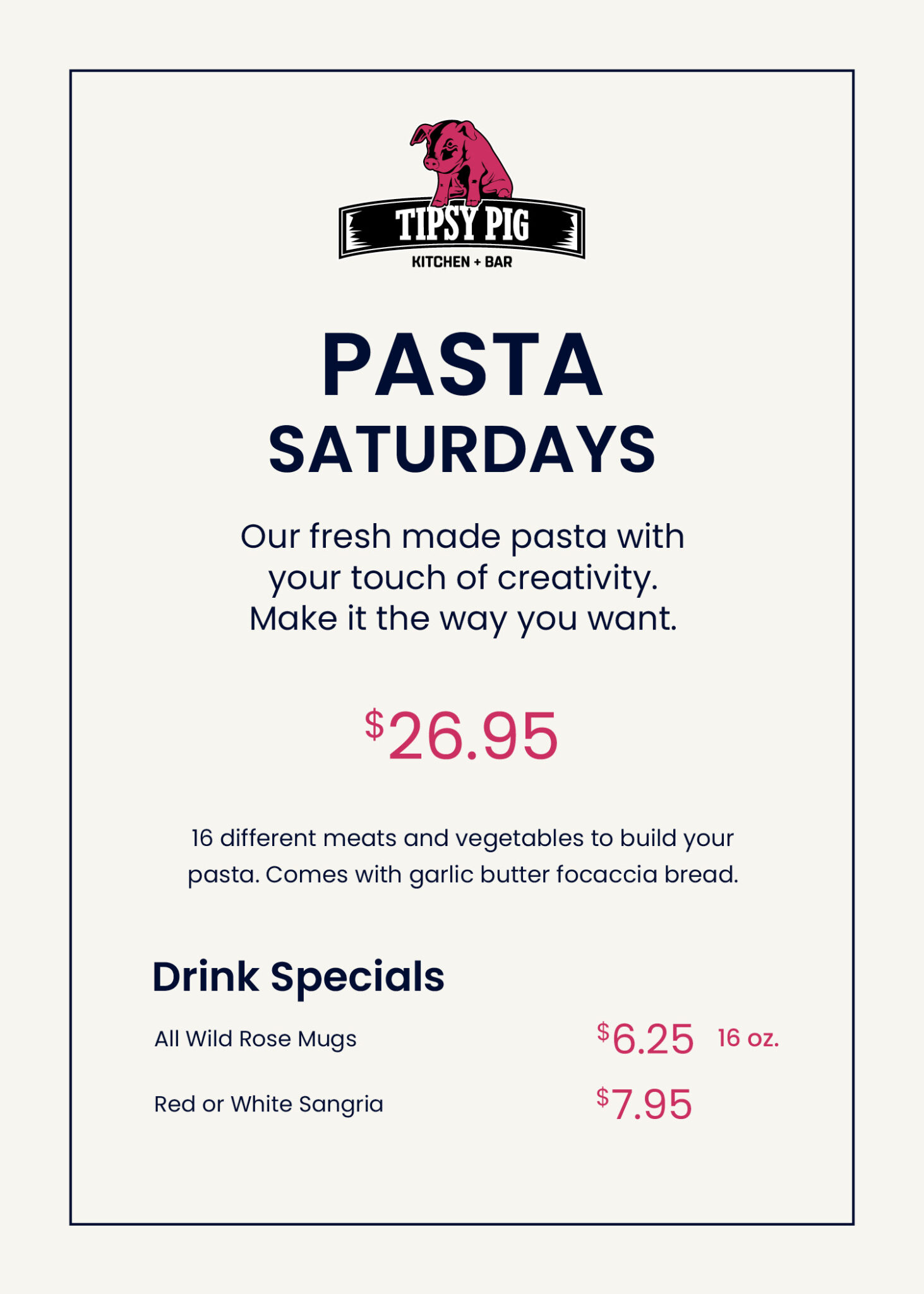 Daily Specials – Tipsy Pig Kitchen + Bar